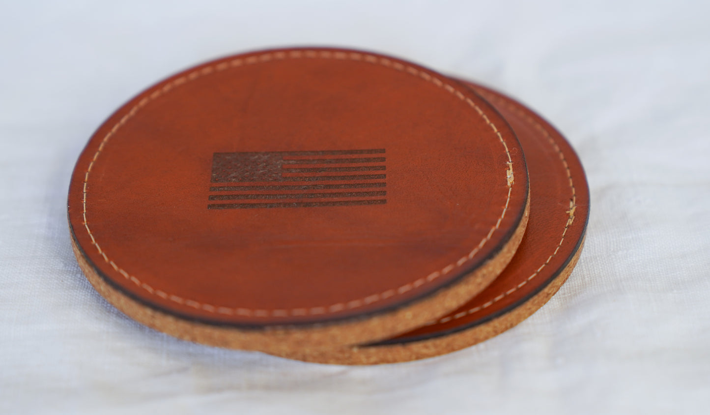 Waxed Leather Coaster - American Flag – Huntsman Made